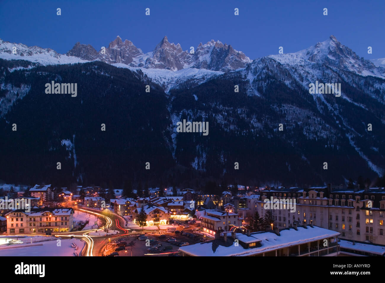 Chamonix town night france hi-res stock photography and images - Alamy