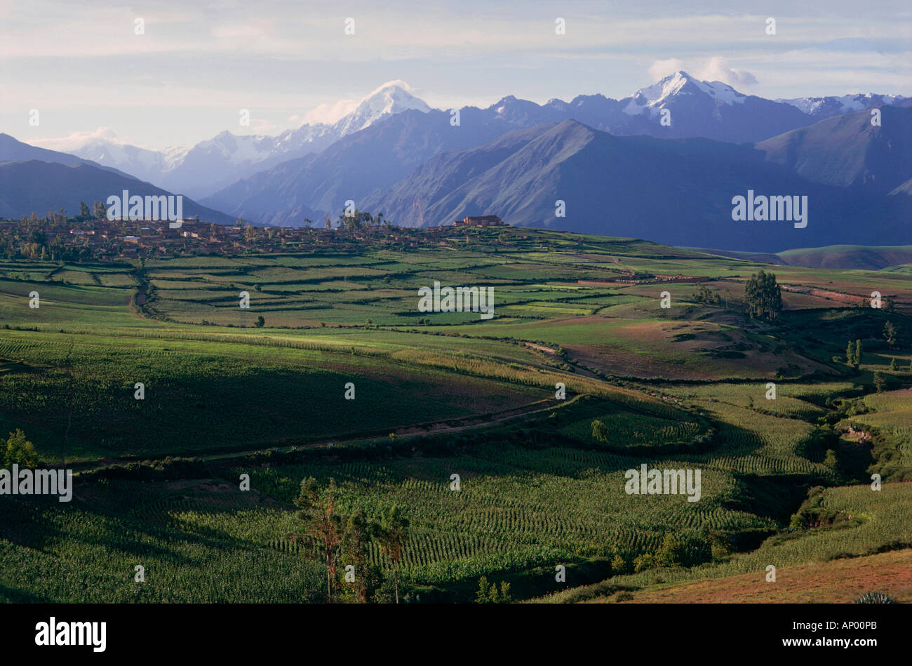 view from andean highland altiplano near village of chinchero to mount ...