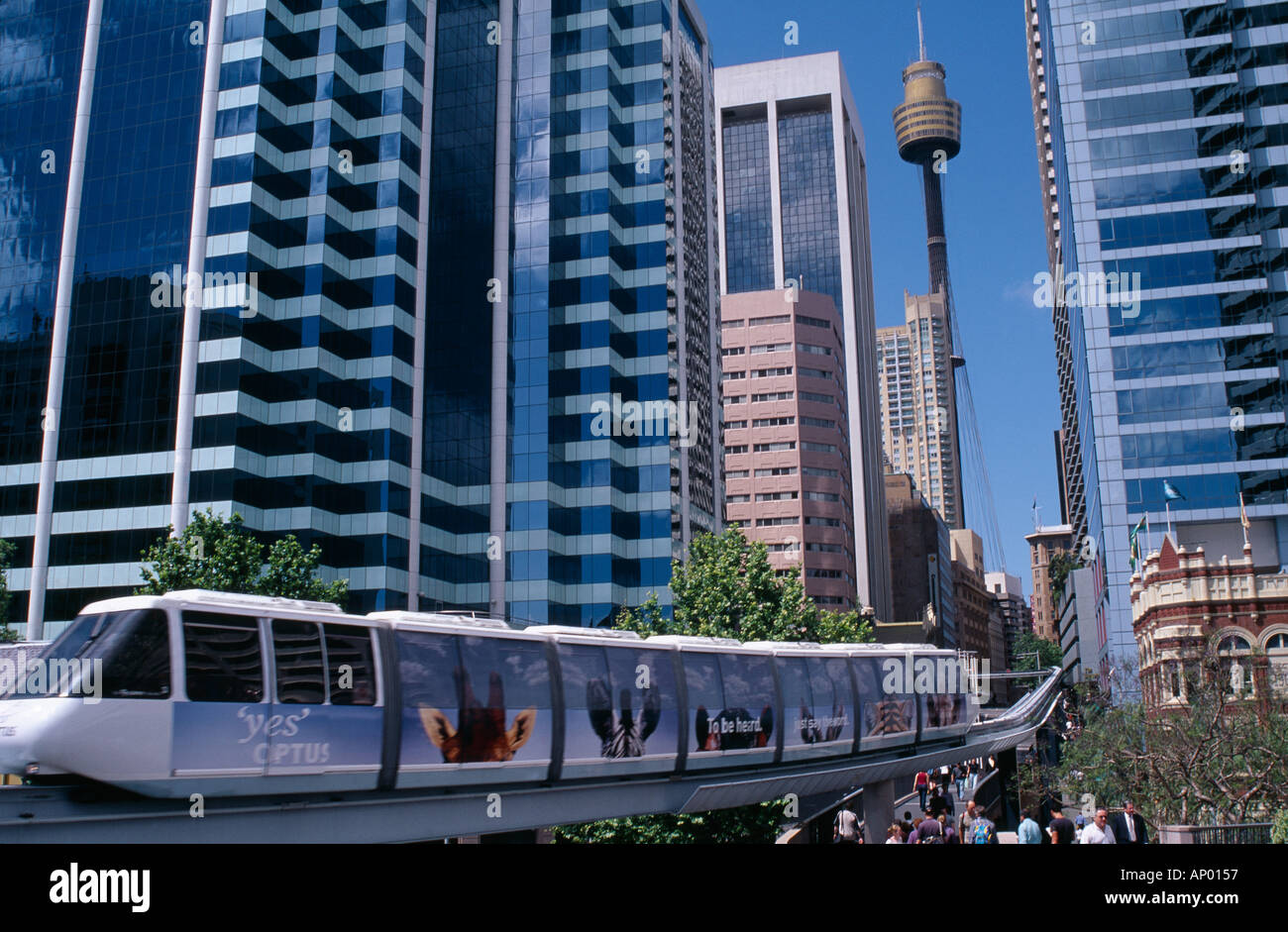 Sydney NSW Australia Darling Harbour Monorail City Buildings AMP Tower ...