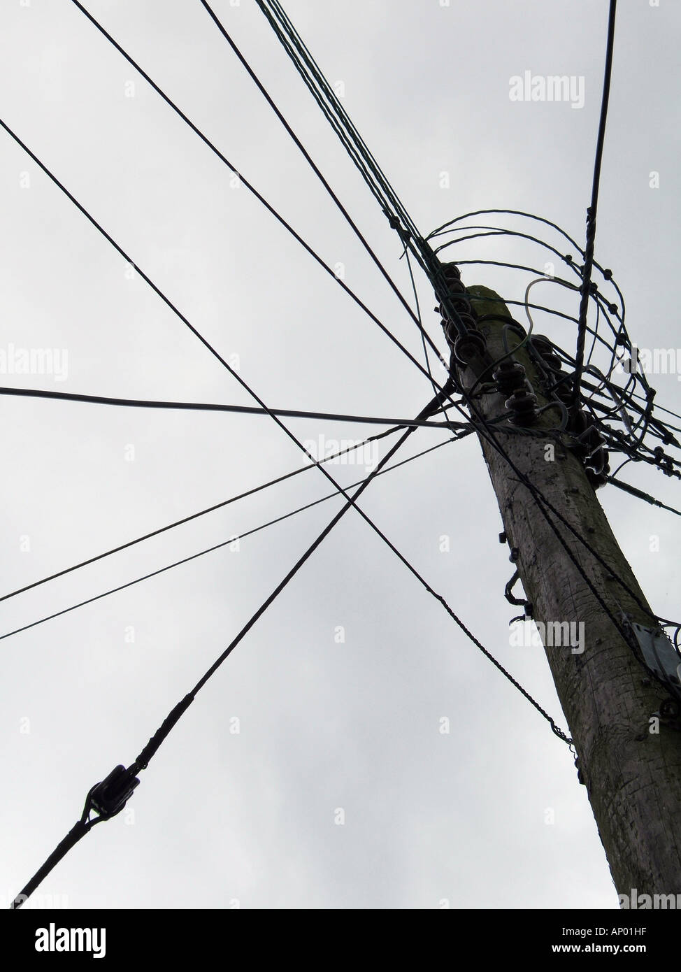 telegraph pole and tangled wires Stock Photo - Alamy