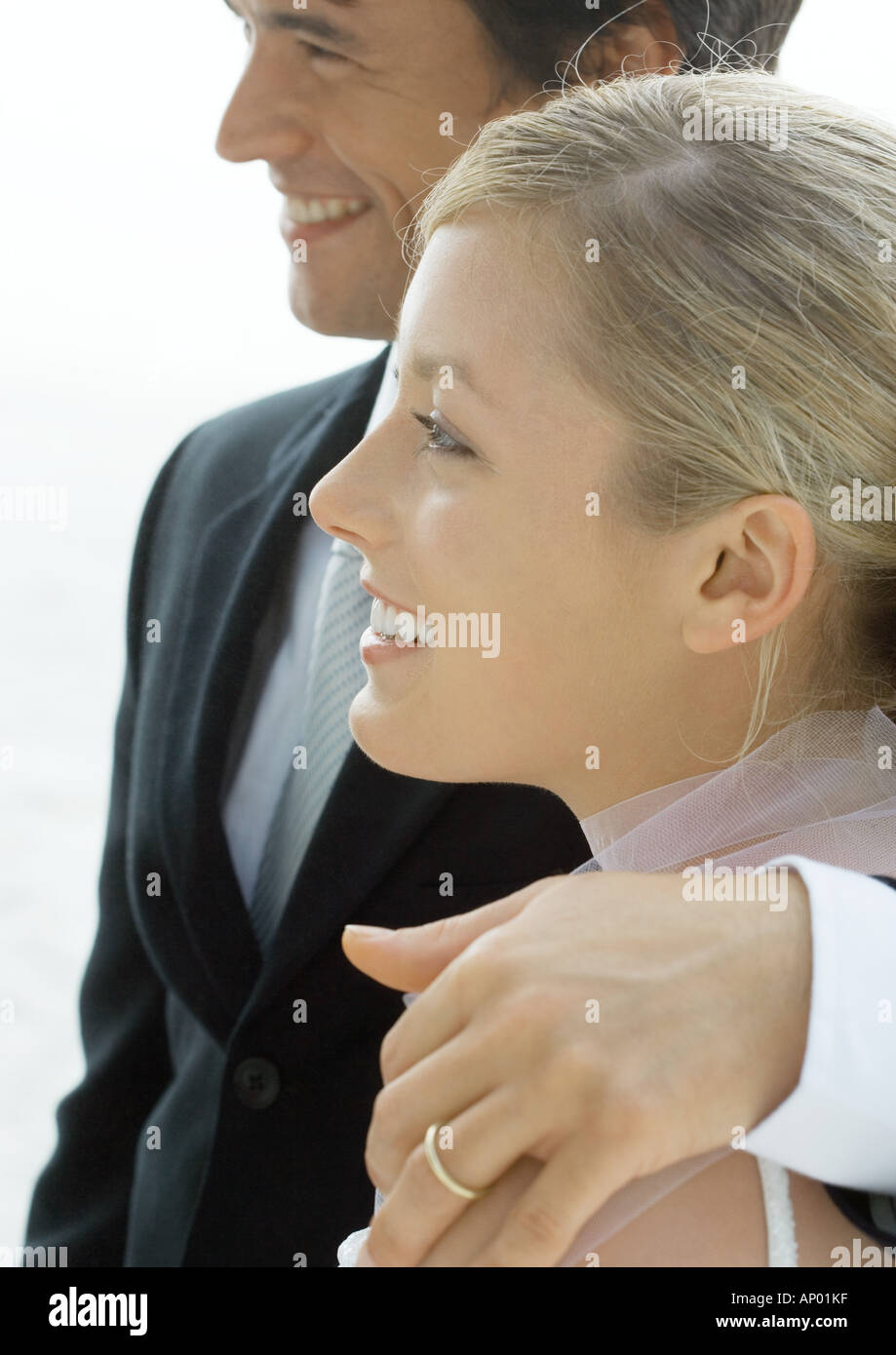 Young married couple, man with arm around woman?s shoulder Stock Photo ...