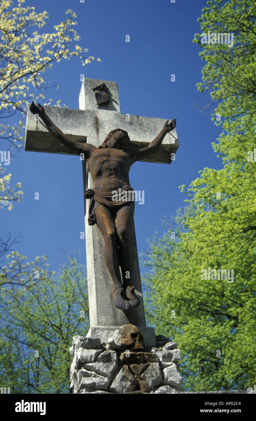 cross in front of church Stock Photo - Alamy