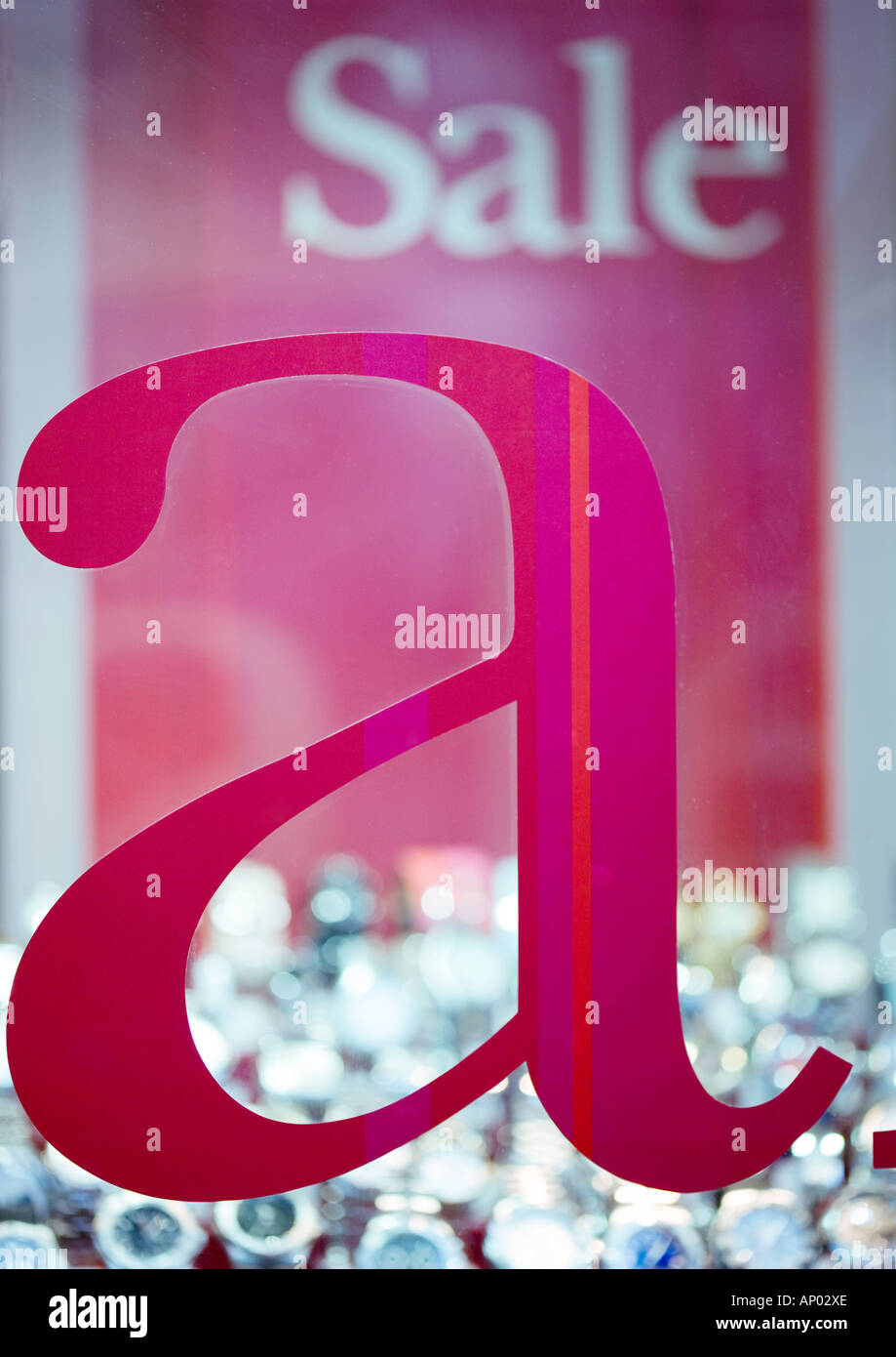 Sale sign in watch store Stock Photo - Alamy