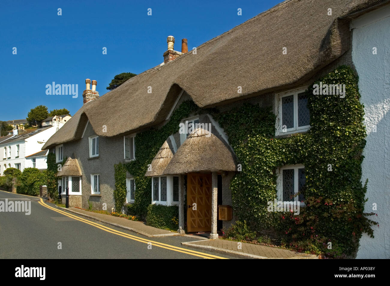 Cornwall thatched cottage roof hi-res stock photography and images - Alamy