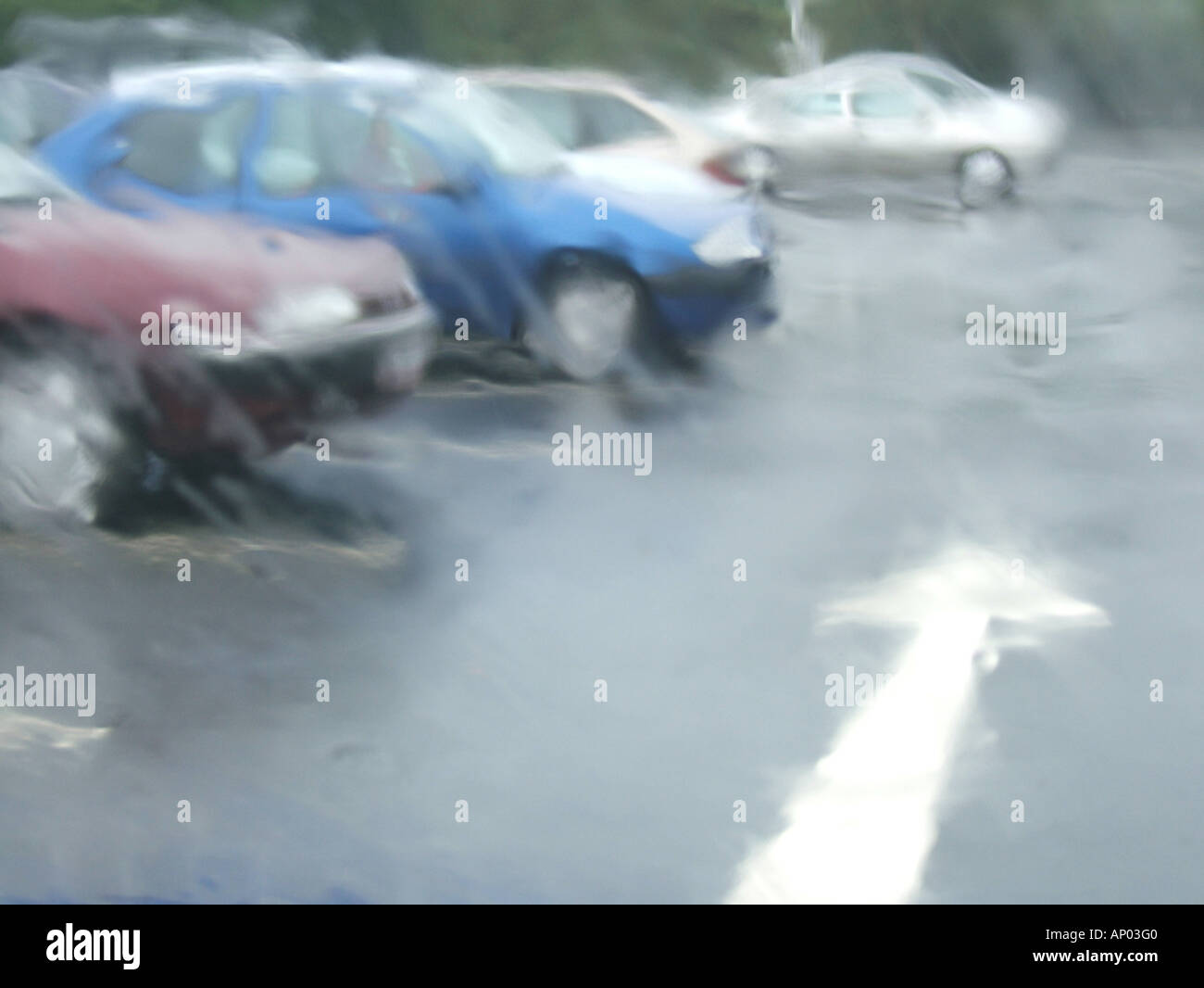 cars in wet parking lot Stock Photo - Alamy