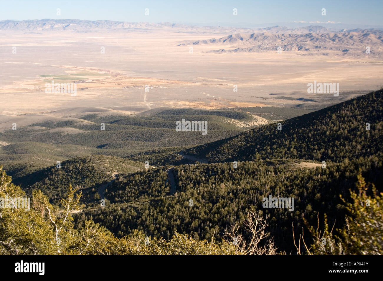 Basin and Range geological formation looking east from Mount Wheeler on ...