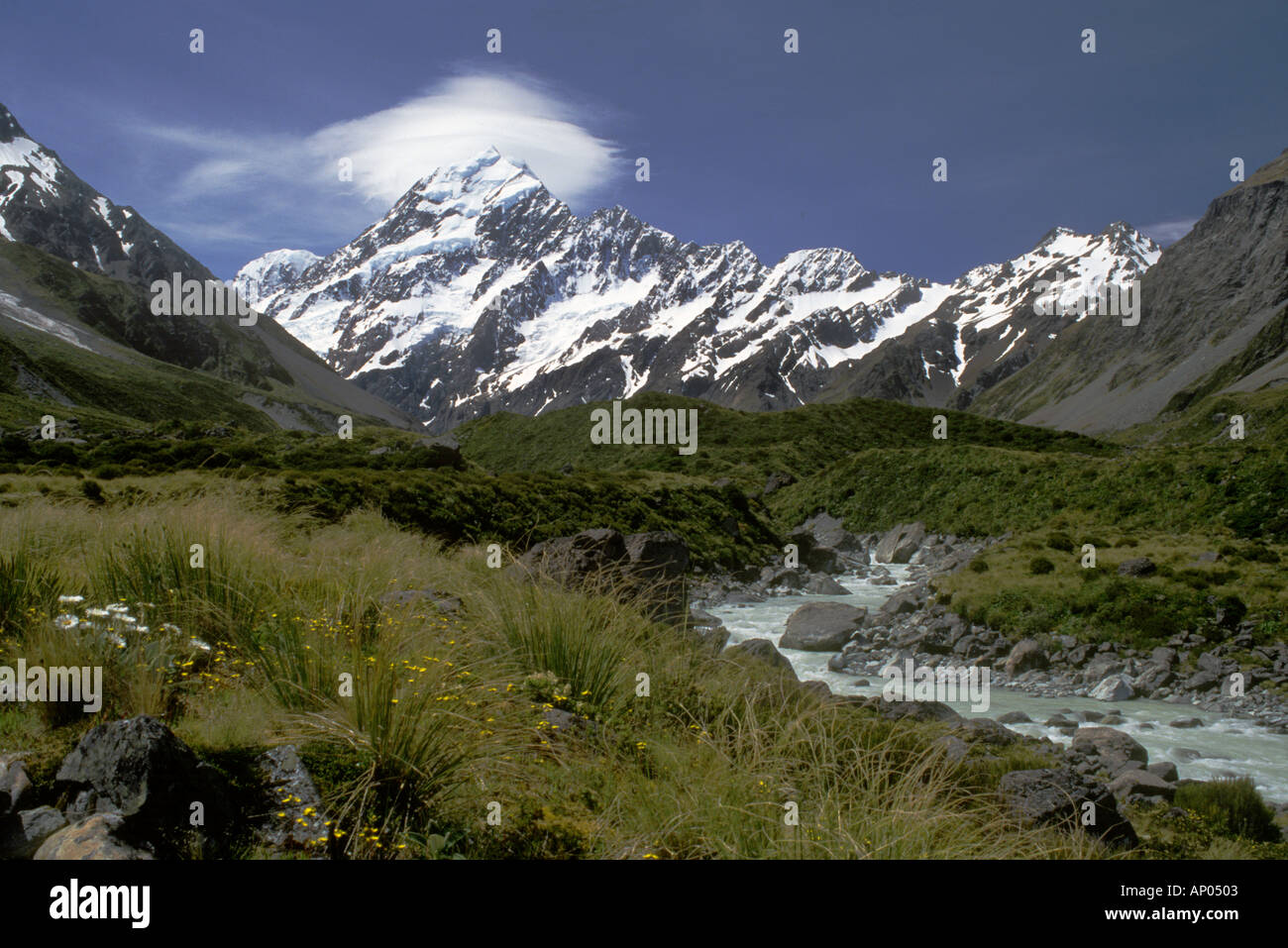 MT COOK New Zealand s highest peak at 12 246 feet rises majestically ...