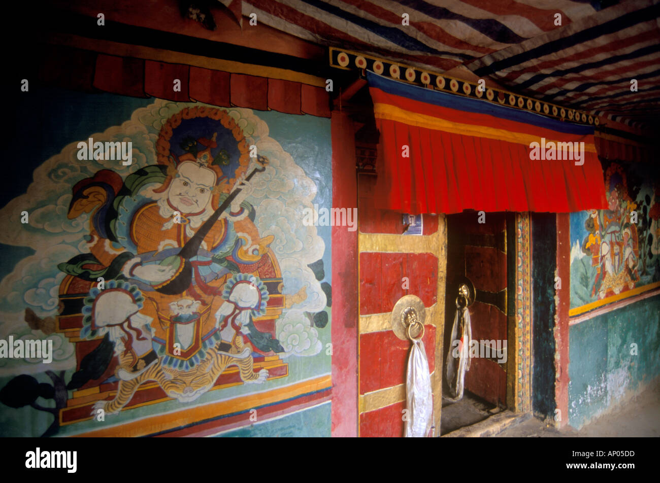 GUARDIAN DEITIES at CHAPEL entrance to the rebuilt SERALUNG MONASTERY ...