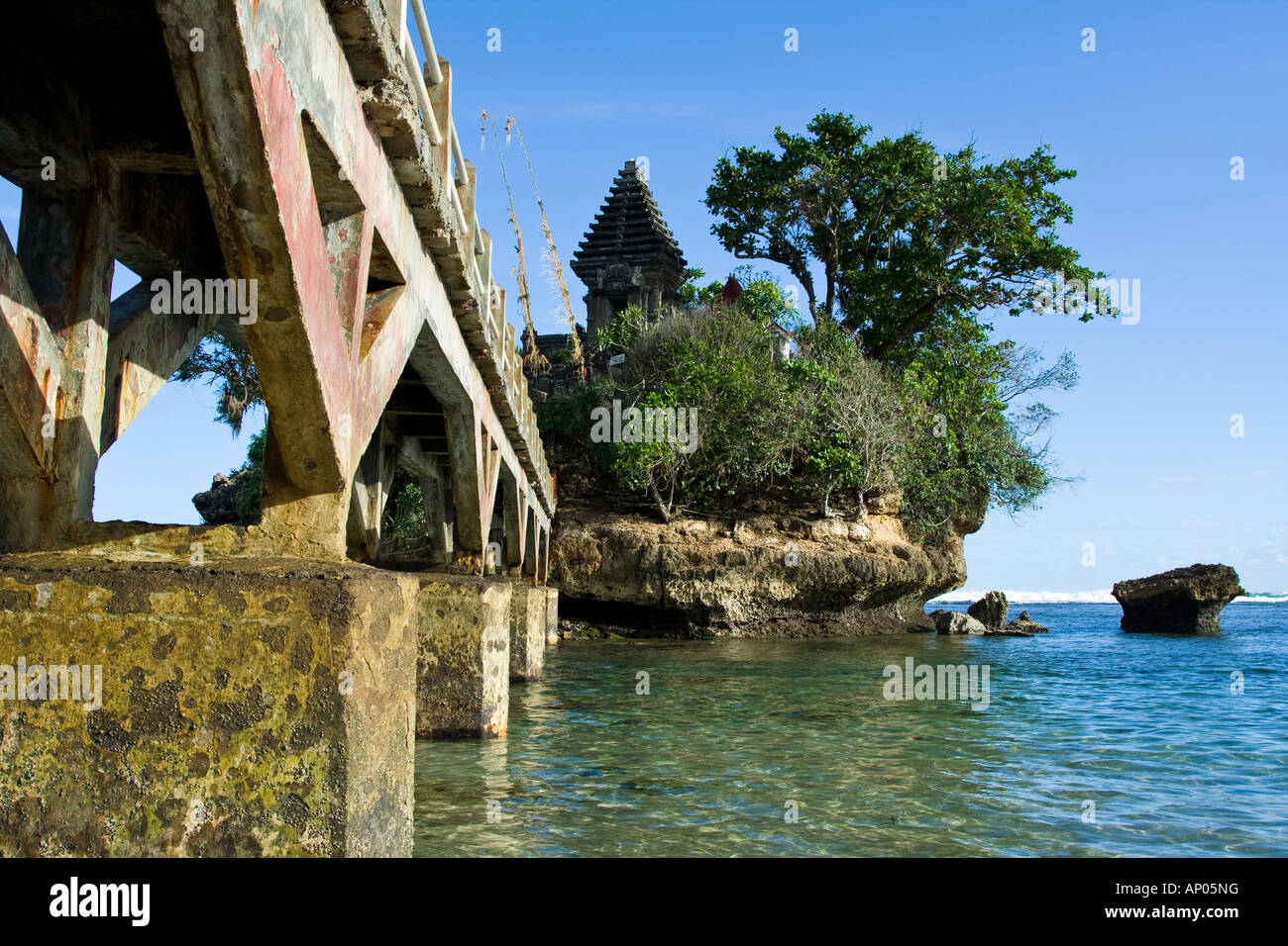 Hindhu temple located on an island in Balekambang beach East Java ...