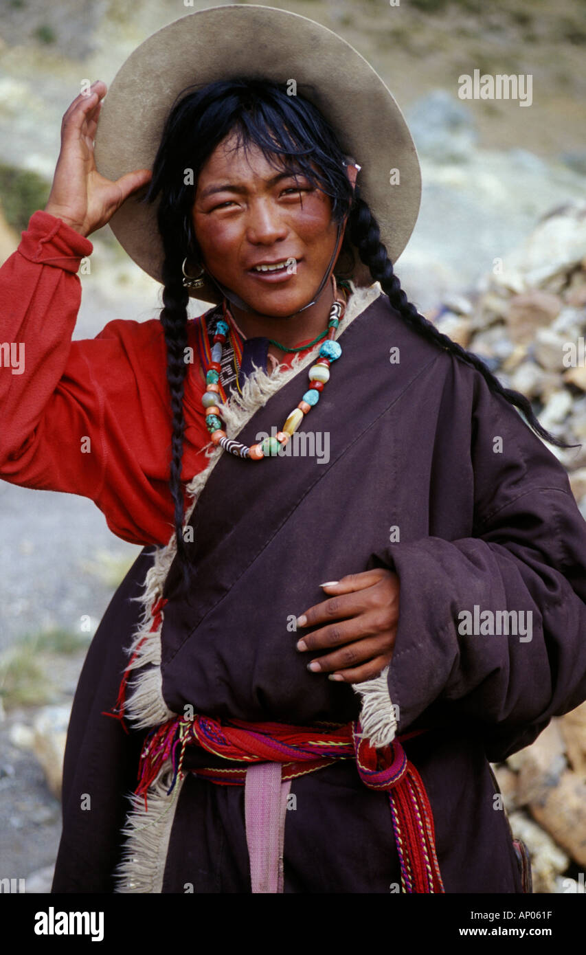FEMALE TIBETAN PILGRIM doing KORA around MOUNT KAILASH a BUDDHIST HINDU ...