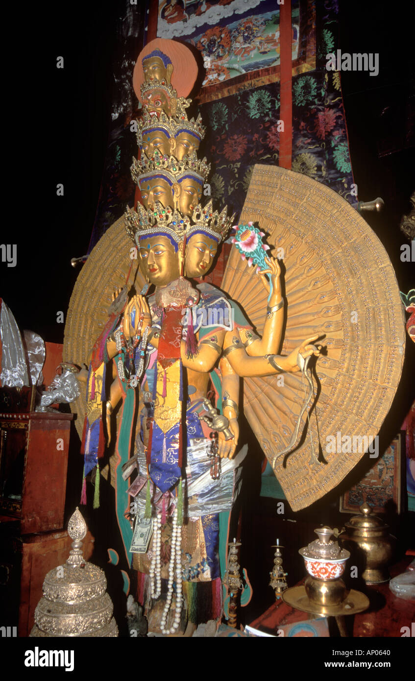 New statue of AVALOKETESVARA inside the DUKHANG ASSEMBLY HALL at ...