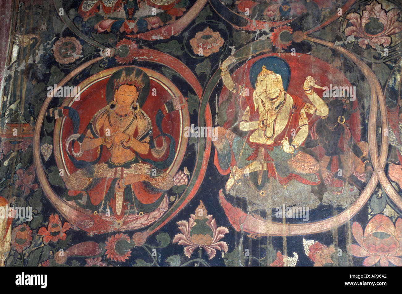 15th Century GUGE STYLE GANESH BUDDHA paintings in DUKHANG ASSEMBLY ...
