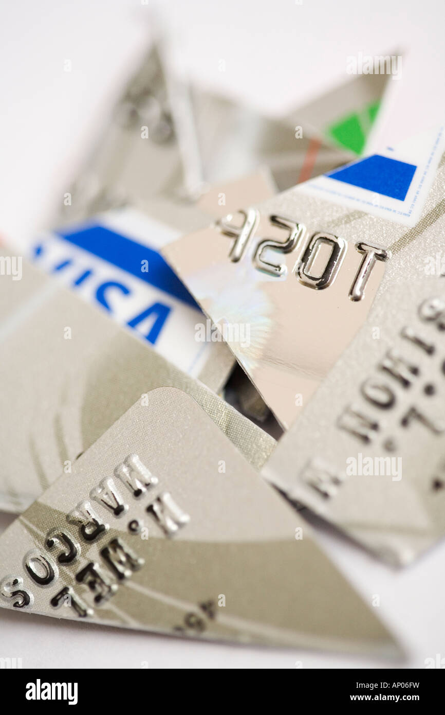 bits of cut up credit card Stock Photo - Alamy