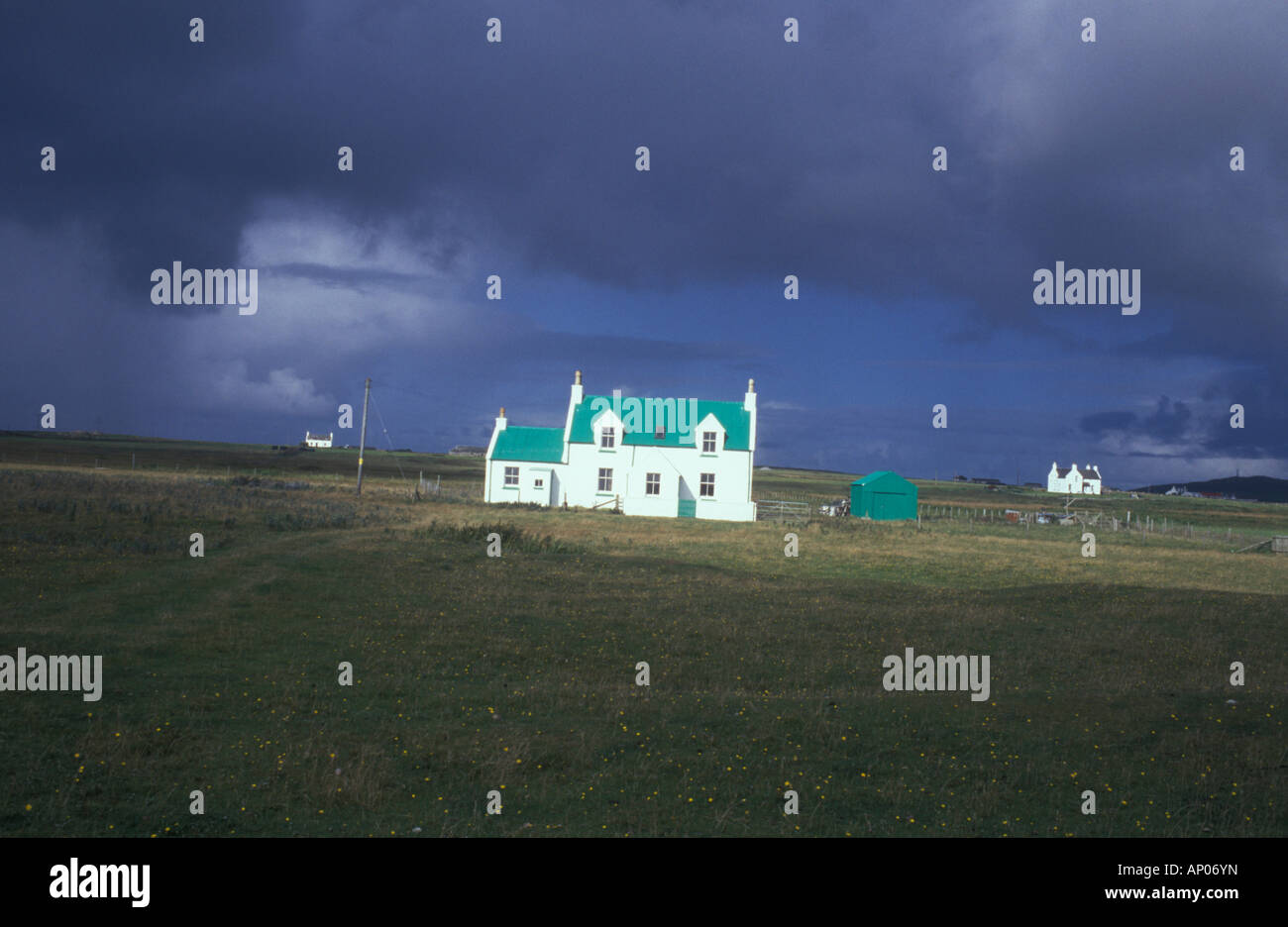 Croft house, Tiree, Inner Hebrides, Scotland. Victorian croft house on ...