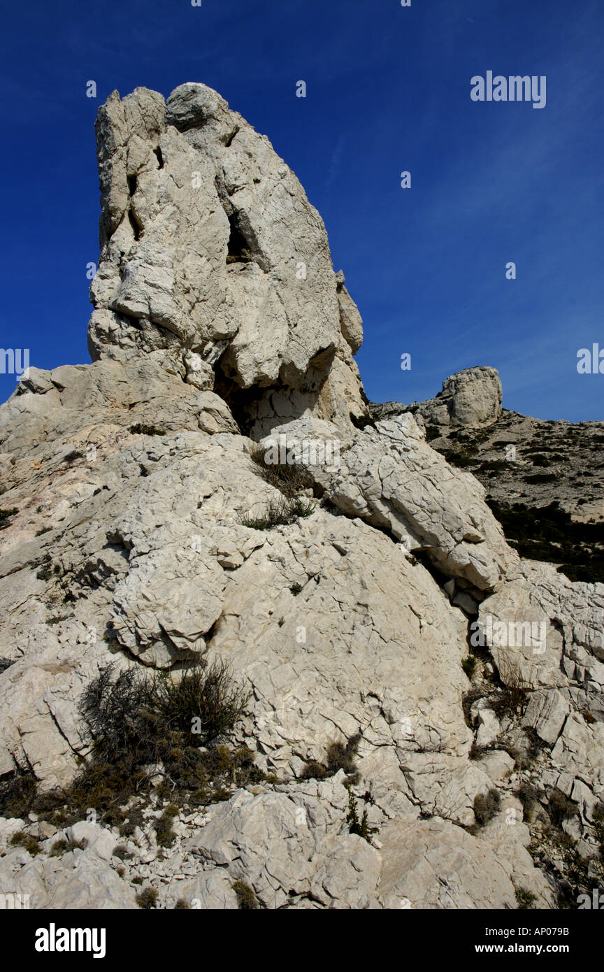 France Marseille Near Les Goudes Village Big Limestone Rock Stock Photo ...