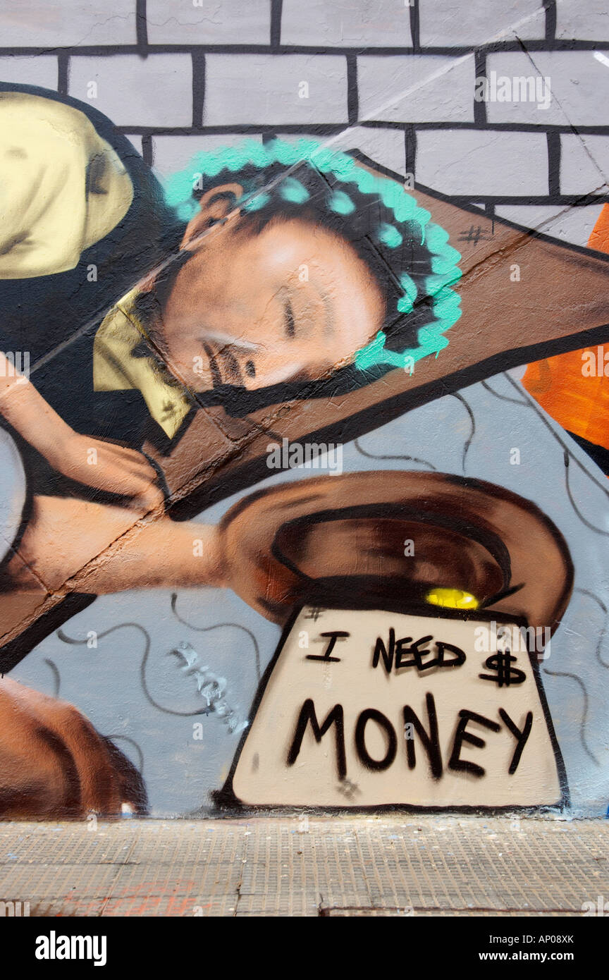 Graffiti of homeless person sleeping rough Stock Photo - Alamy