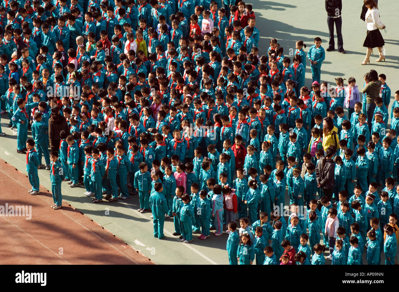 junior school children in formation training Beijing China Stock Photo ...