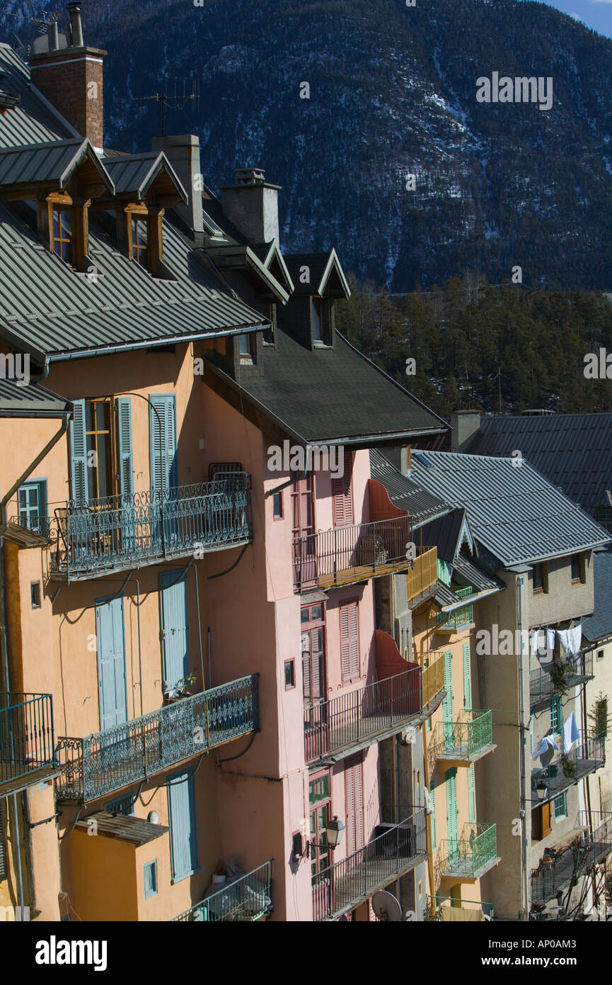 FRANCE, French Alps , BRIANCON. Buildings along Town Walls / Ville ...