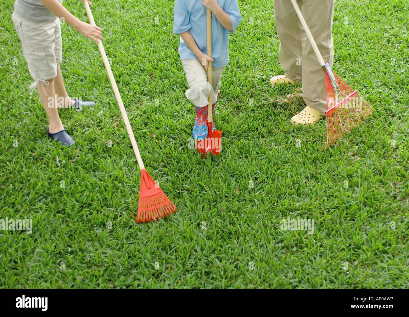 Children gardening with rake hi-res stock photography and images - Alamy