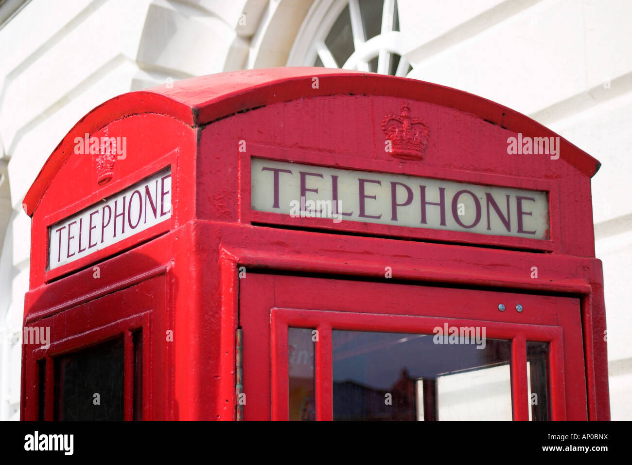 A traditional British red telephone box. Rochdale, Greater Manchester ...