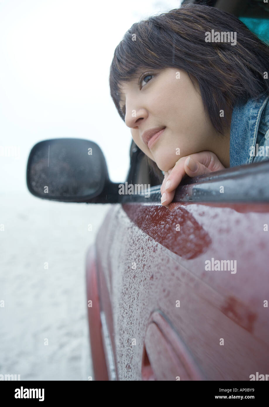 Sticking head in car window hi-res stock photography and images - Alamy