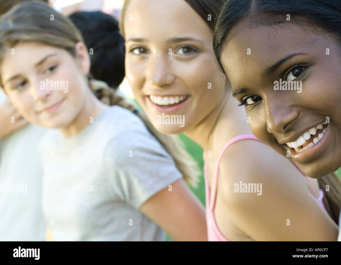 Teenager girls smiling Stock Photo - Alamy