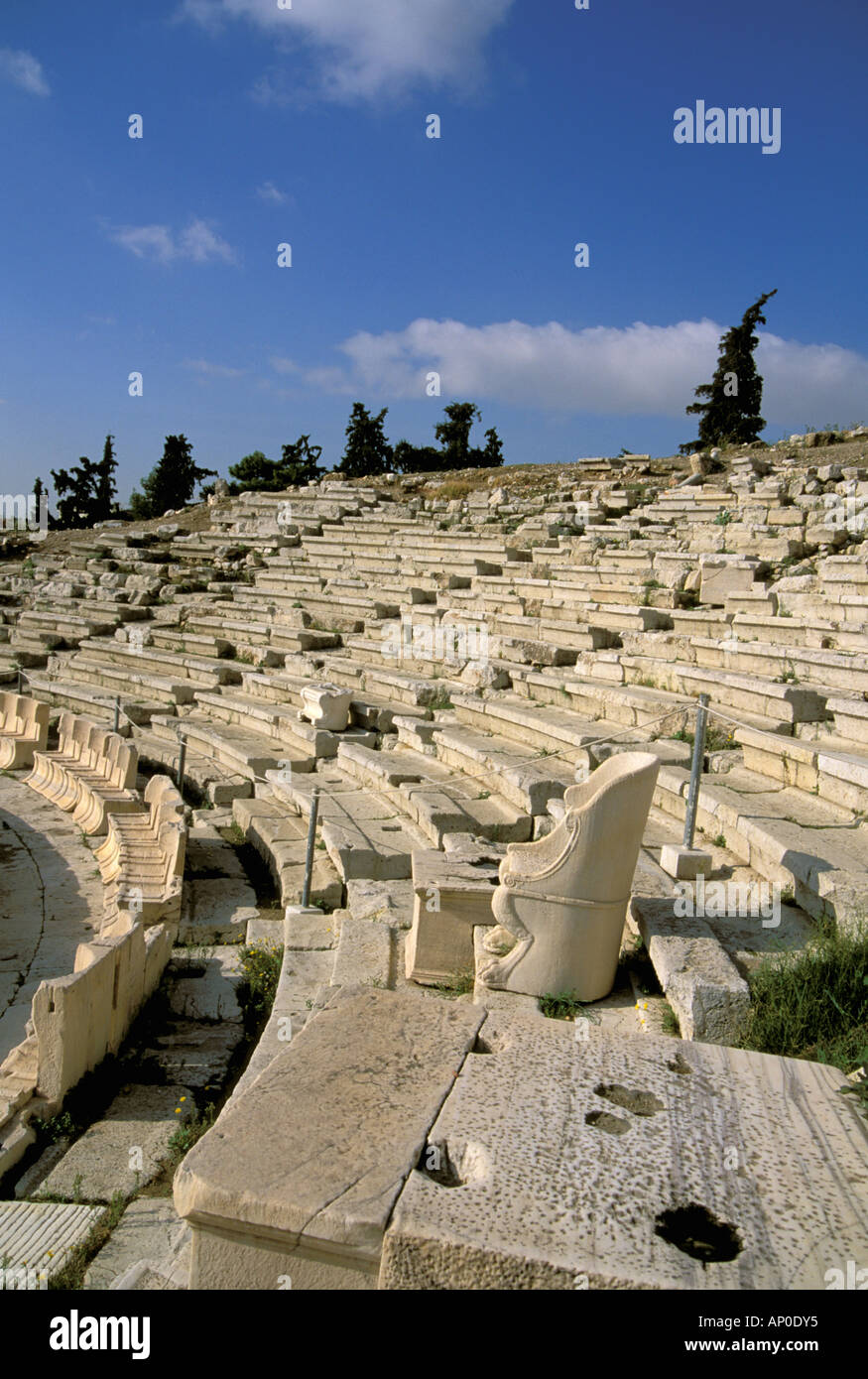 Europe, Greece, Athens, Acropolis. Theater of Dionysius (534 BC), Roman ...