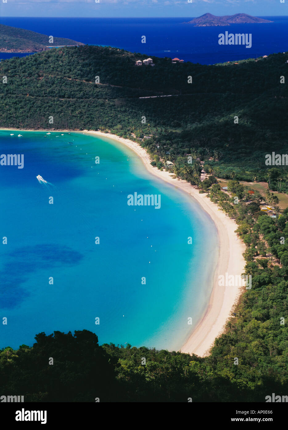 Aerial View Of Magens Bay St Thomas US Virgin Islands with boat Stock ...