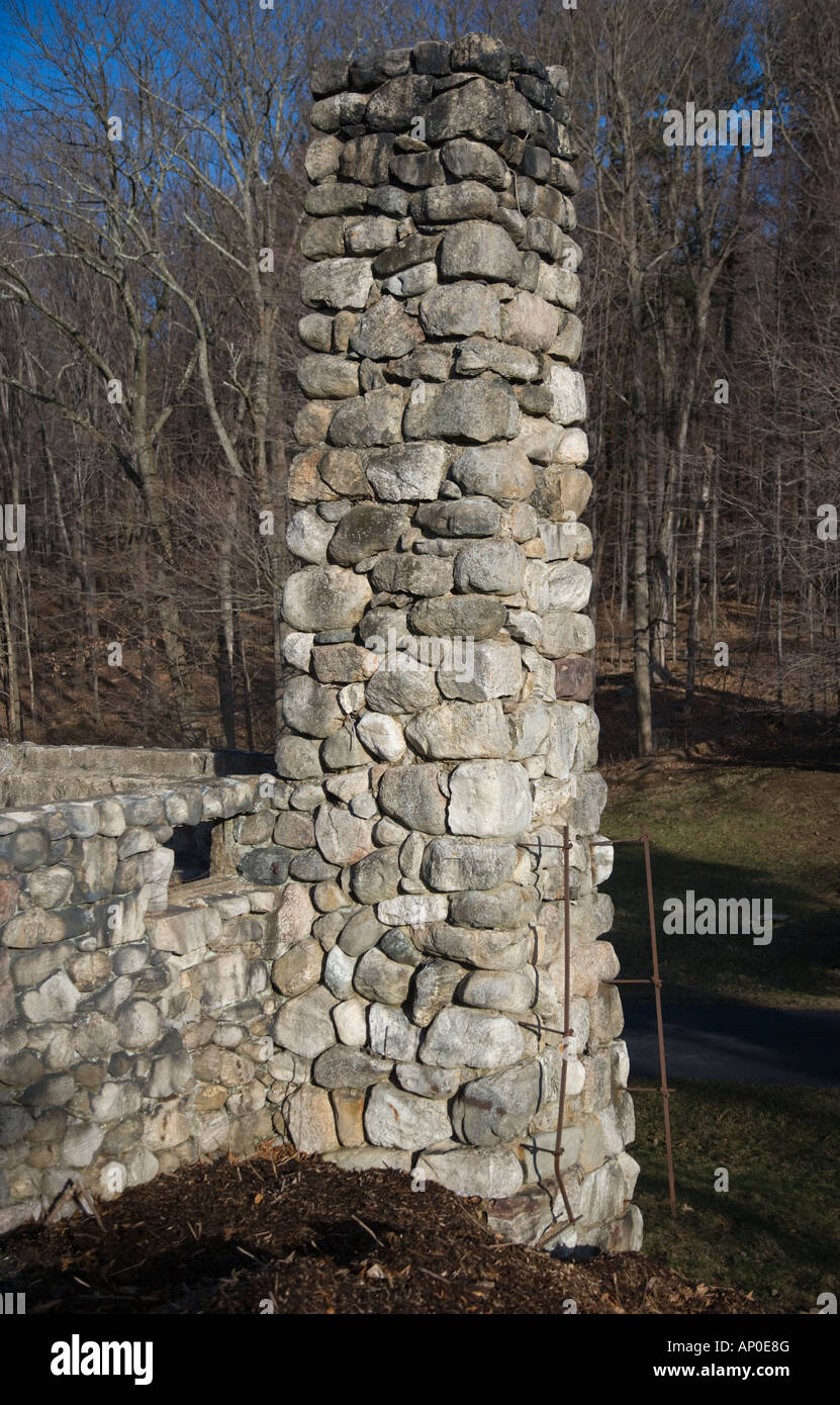 Stone chimney and foundation of an old building Stock Photo - Alamy