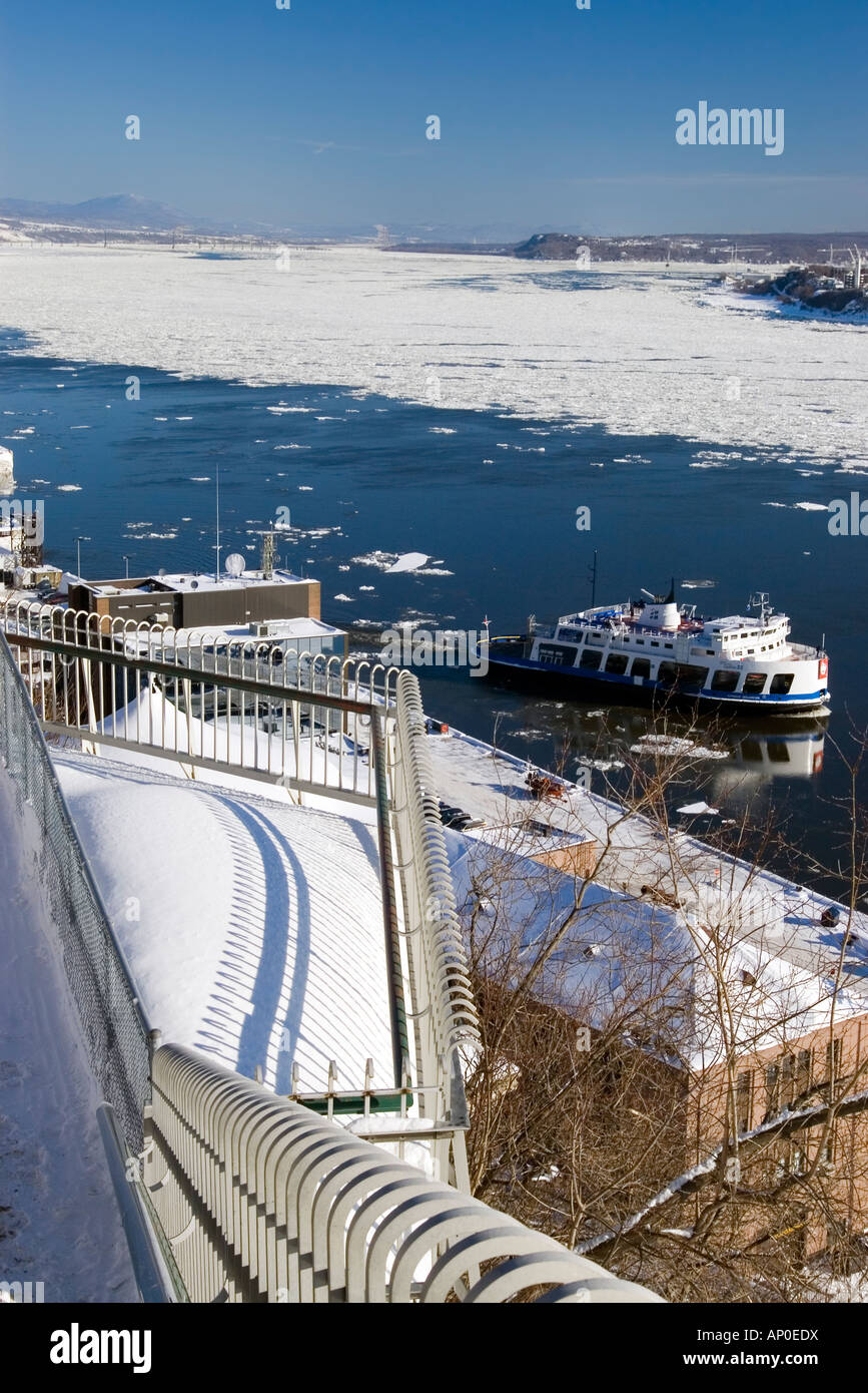 Quebec ^Levis ferry boat winter crossing of Saint Lawrence river Stock ...