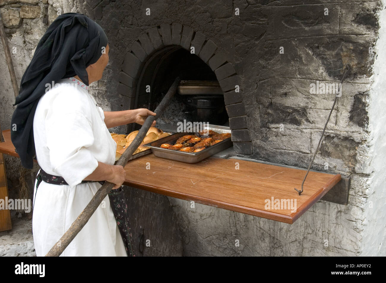 Europe, Greece, Karpathos, Olymbos: baking food in the traditional ...