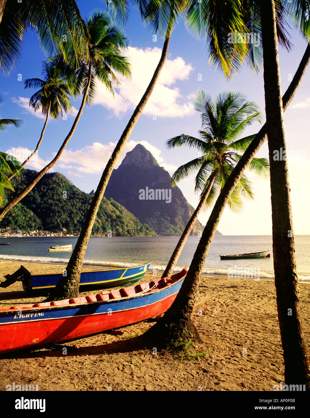 Pitons st lucia boat hi-res stock photography and images - Alamy