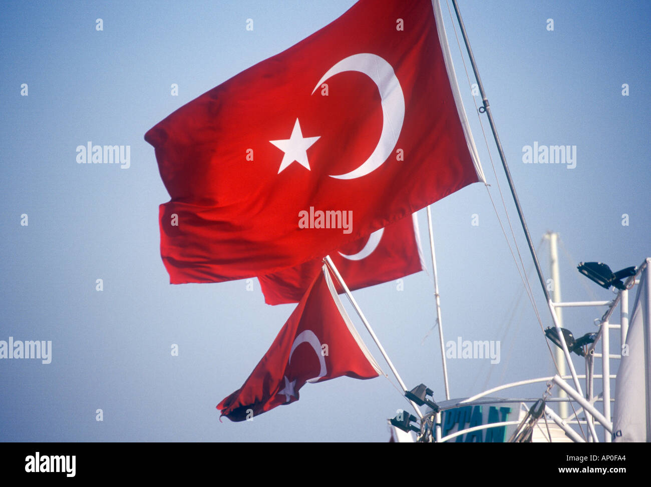 Turkish flags on boats Marmaris harbour Turkey Stock Photo - Alamy