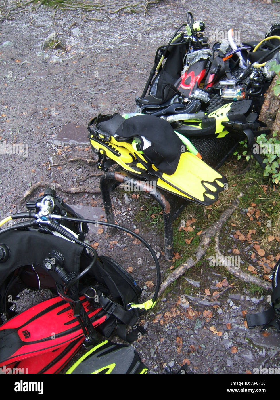 diving equipment kit on floor Stock Photo - Alamy