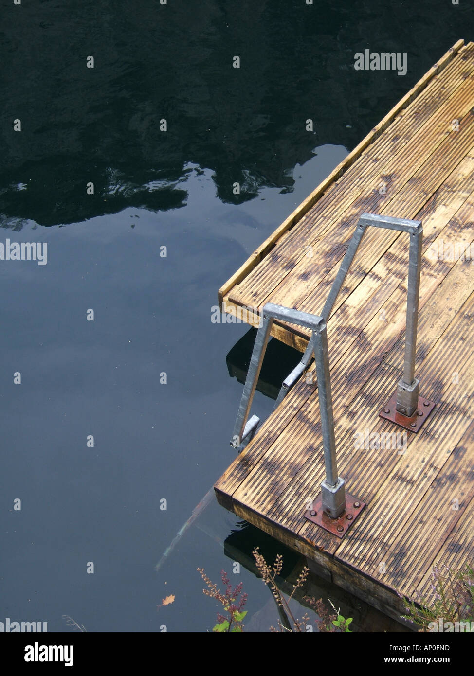 wooden diving platform by cold lake Stock Photo - Alamy