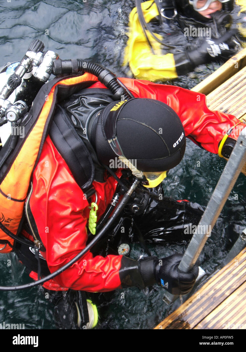 one diver in cold lake Stock Photo - Alamy