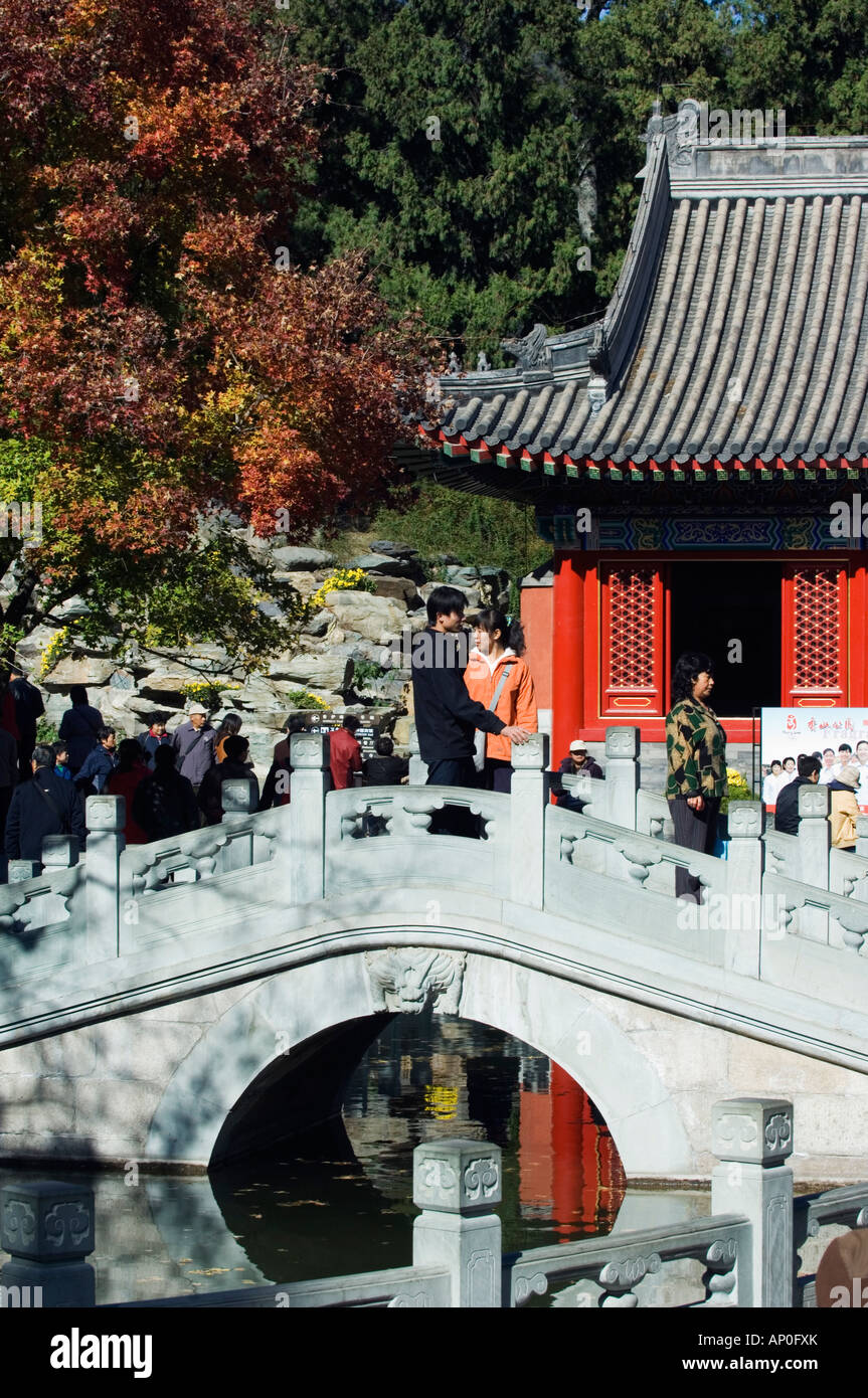 autumn colours at a temple in Fragrant Hills Park in the Western Hills ...
