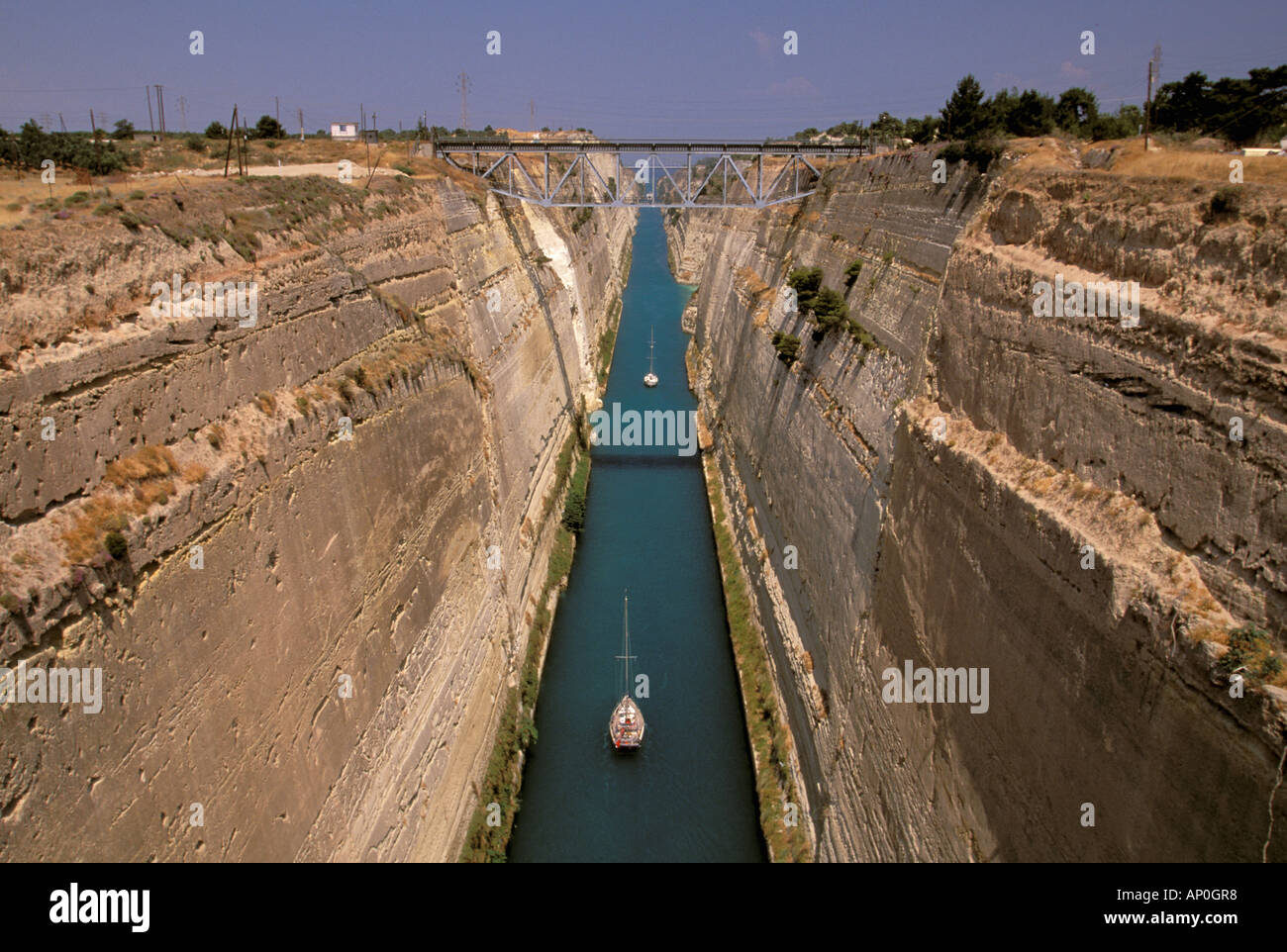 Europe, Greece, Peloponnese, Corinth. View of the Corinth Canal Stock ...