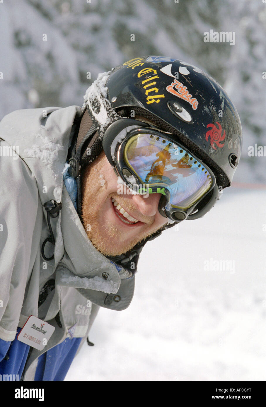 Smiling snowboarder Steamboat Springs Colorado USA Stock Photo - Alamy