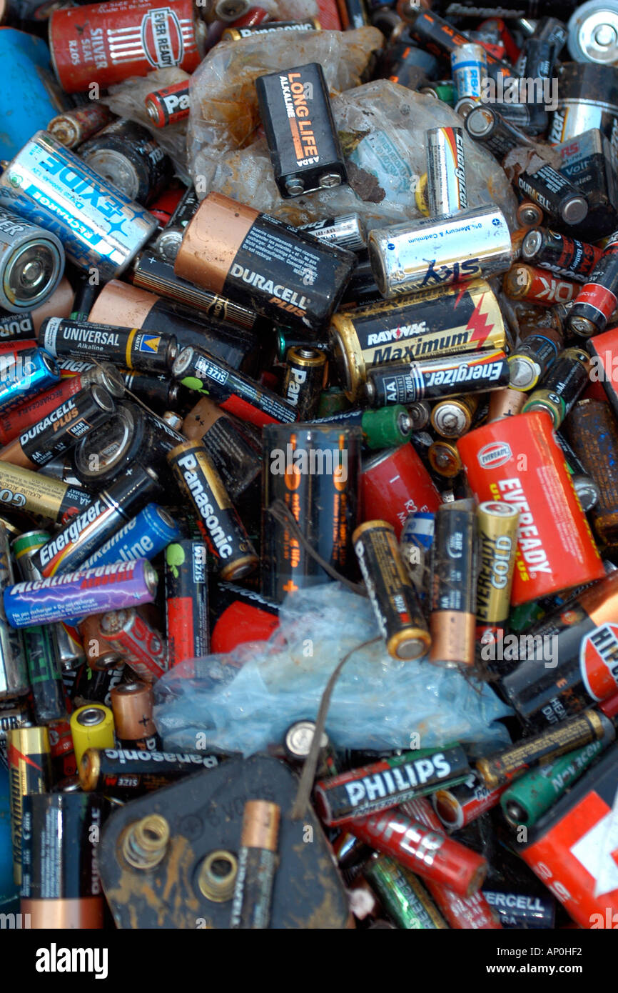 Masses of Discarded batteries at a recycling center Stock Photo - Alamy