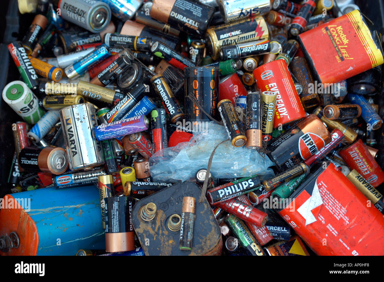 Masses of Discarded batteries at a recycling center Stock Photo - Alamy