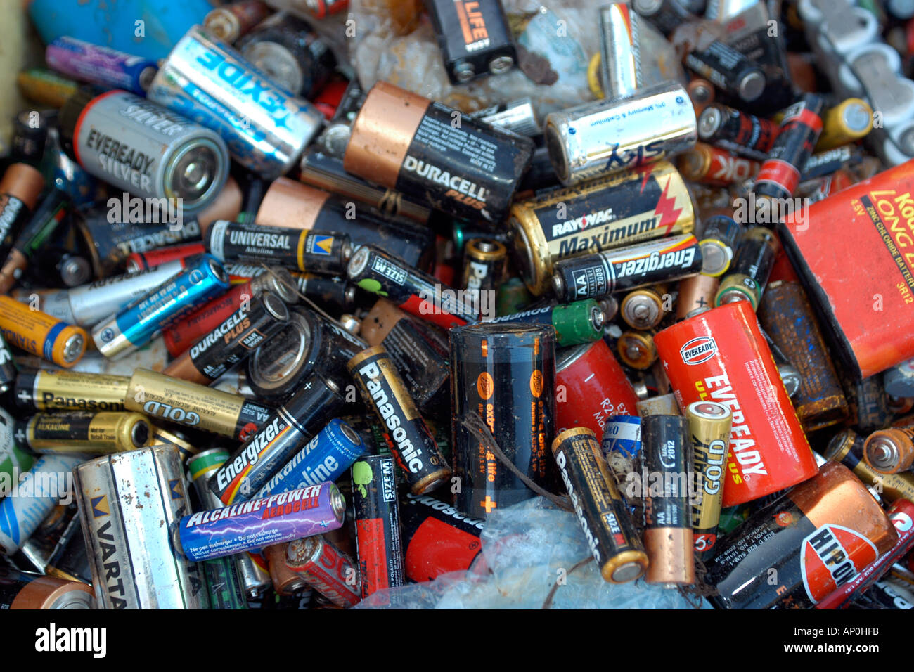 Masses of Discarded batteries at a recycling center Stock Photo - Alamy