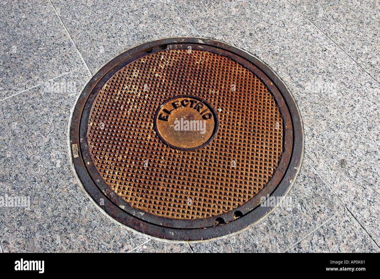 A manhole cover protecting electrical cables Stock Photo - Alamy