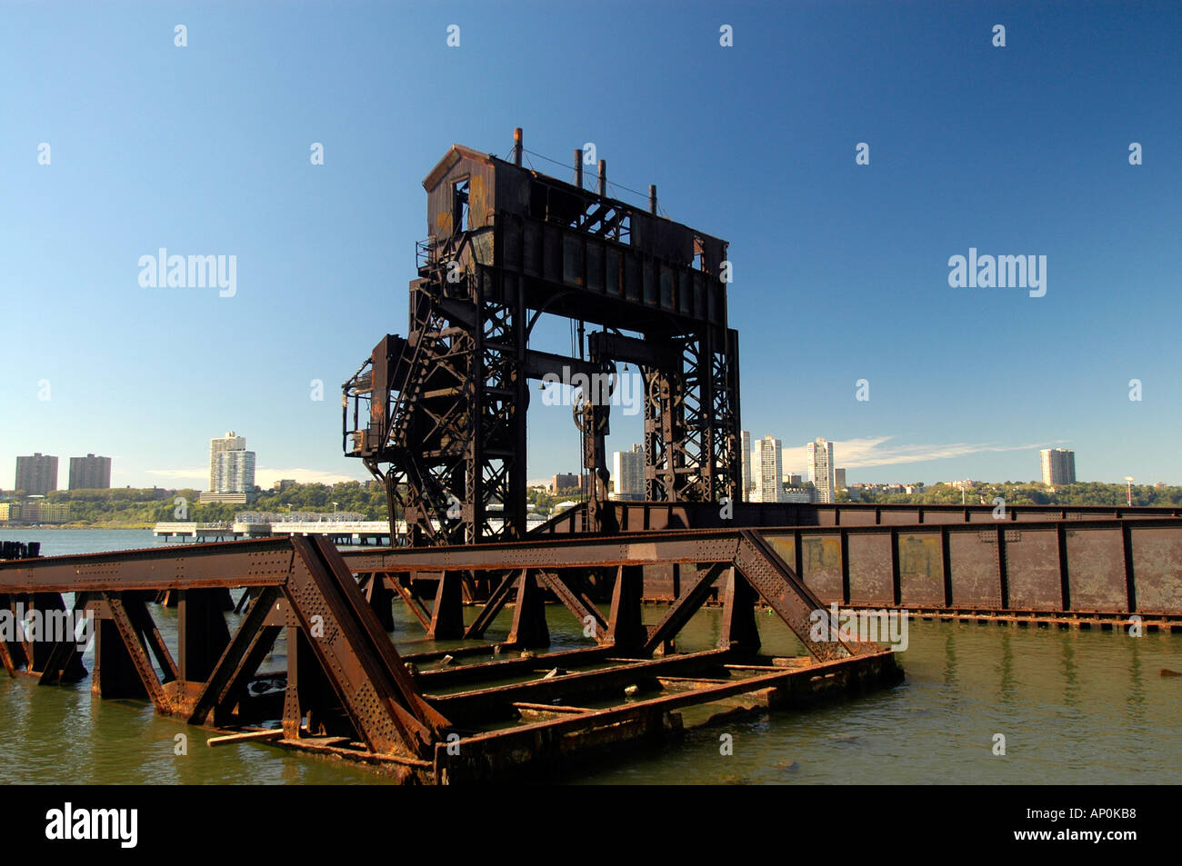 An abandoned railroad pier incorporated into Riverside Park South on ...