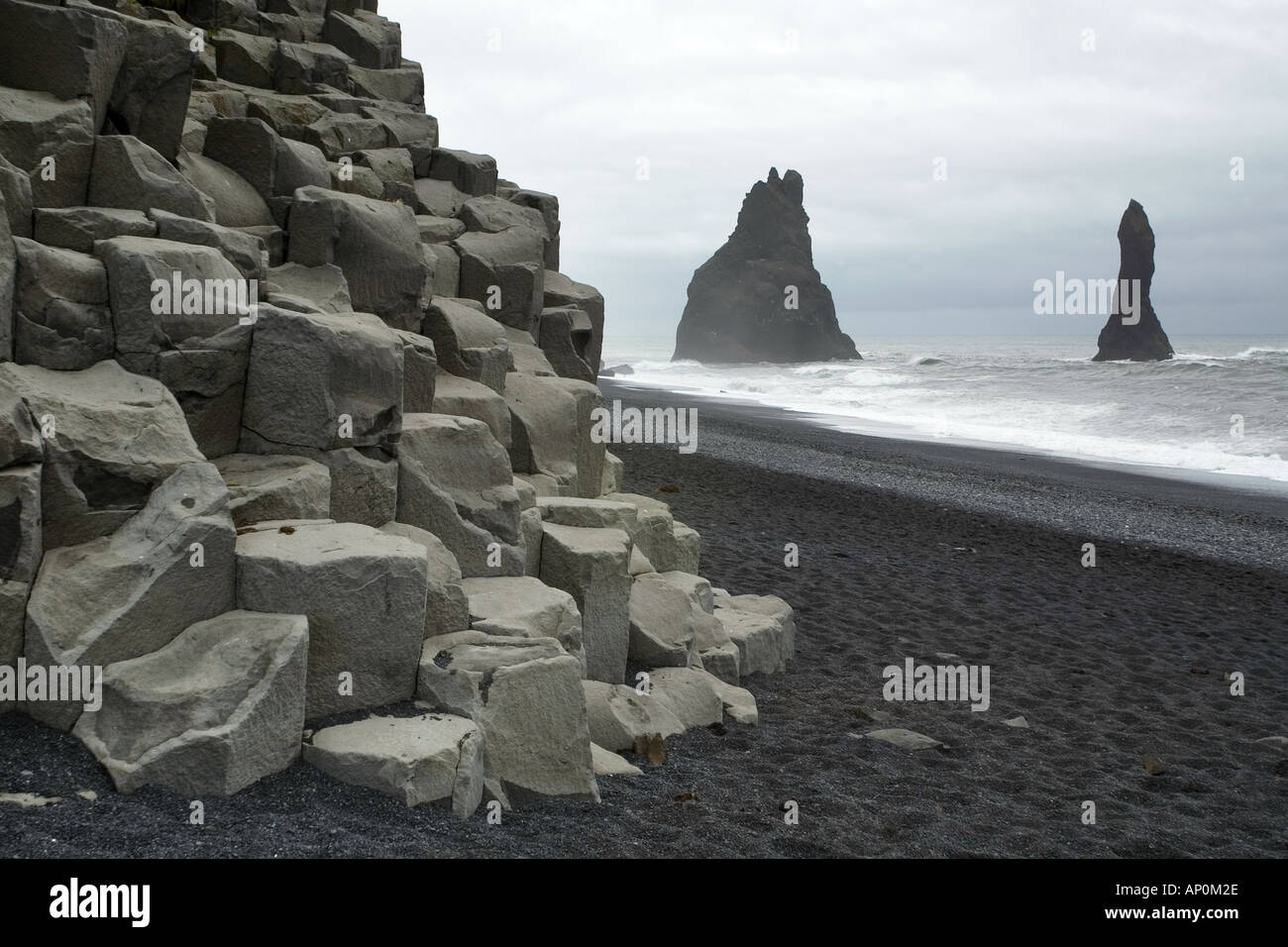 Basalt pillars and sea stacks Southern Iceland Stock Photo - Alamy