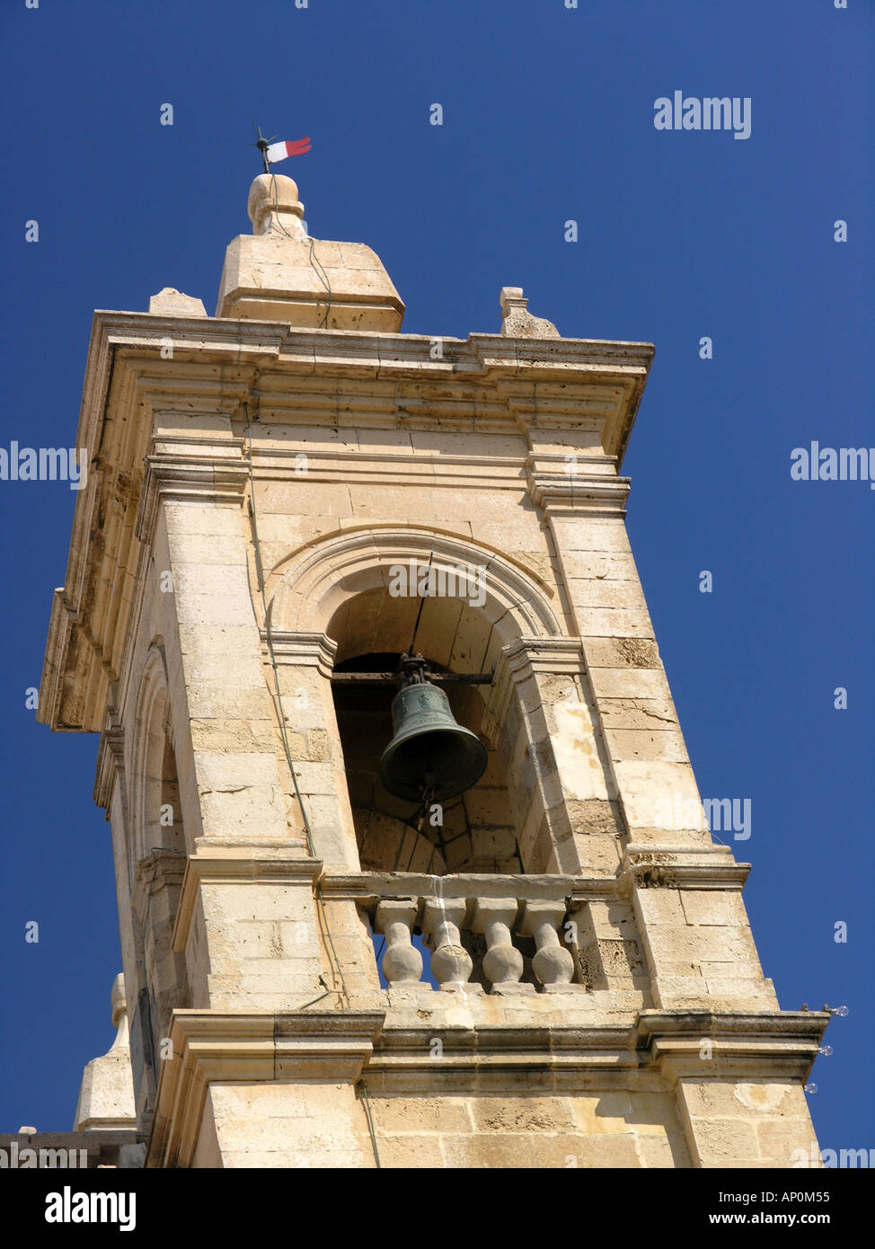 Church Bell Tower in the mediterranean island of Gozo Malta Stock Photo ...