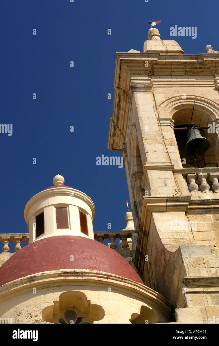 Church Tower and Dome Gharb Gozo Malta Stock Photo - Alamy