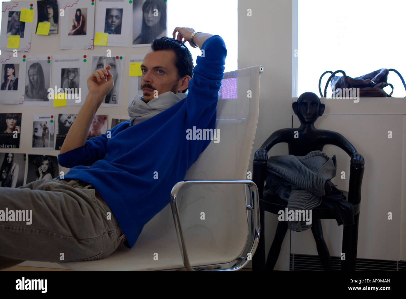 Fashion Designer Matthew Williamson in front of model boards at the ...