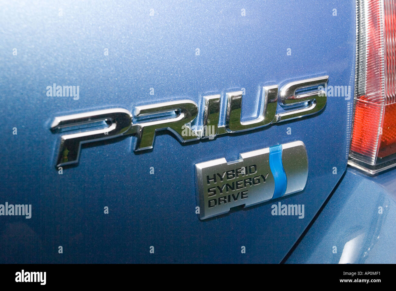 Badge on the Toyota Prius which is a revolutionary design dual fuel ...