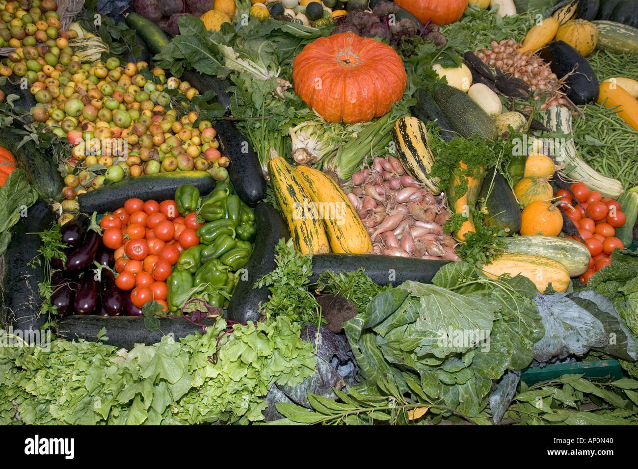 Huge fruit and vegetable display Cider Fayre Caudebec en Caux on River ...